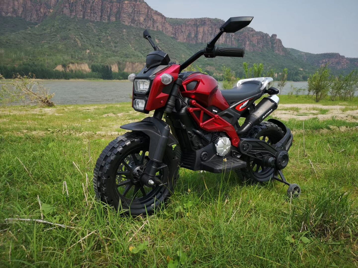 TAMCO-T2 painted RED kids 12V motorcycle ,hand drive, electric motorcy – Alison Toys